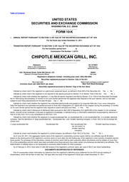 Chipotle Mexican Grill - Annual Reports (10-K)