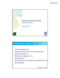 Hindustan Unilever - Financial Statements