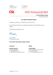 CSL - Annual Reports