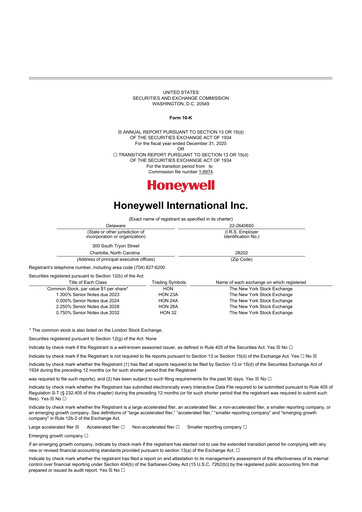 Honeywell - Annual Reports (10-K)