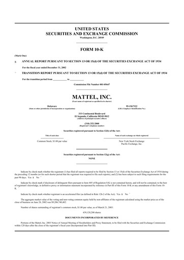 Mattel - Annual Reports (10-K)