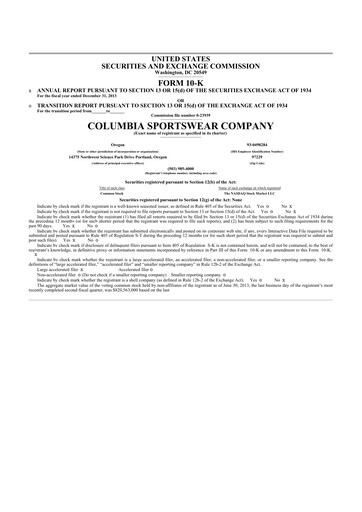 Columbia Sportswear - Annual Reports (10-K)