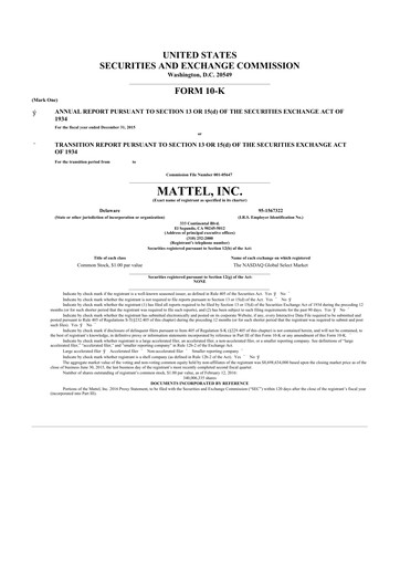 Mattel - Annual Reports (10-K)